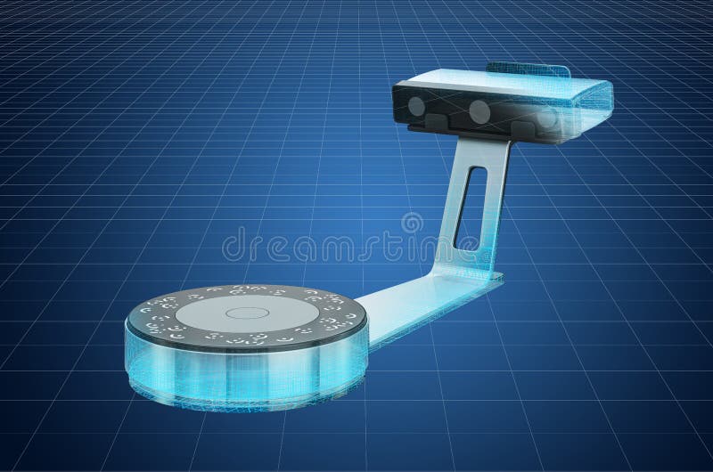 Visualization 3d Cad Model of 3D Scanner, Blueprint. 3D Rendering Stock ...