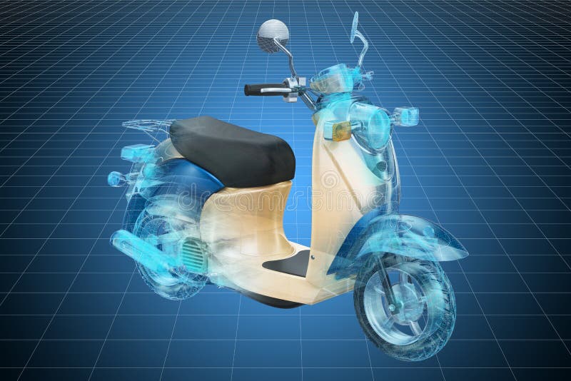 Visualization 3d Cad Model of Scooter, Blueprint. 3D Rendering Stock ...