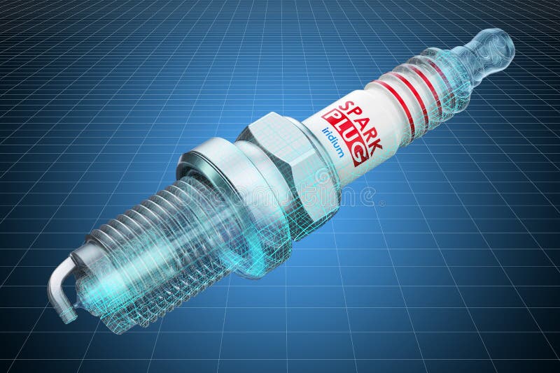 Visualization 3d Cad Model of Spark Plug, Blueprint. 3D Rendering Stock ...