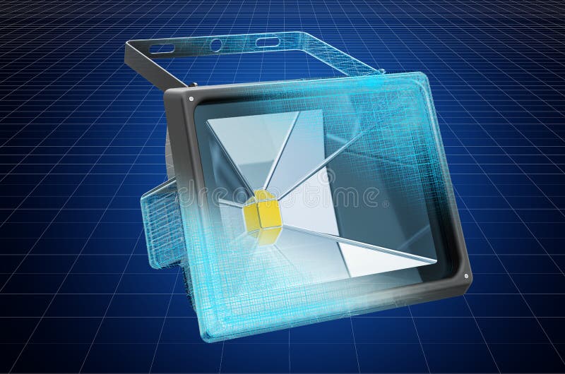 Visualization 3d Cad Model of Spotlight LED, Blueprint. 3D Rendering ...
