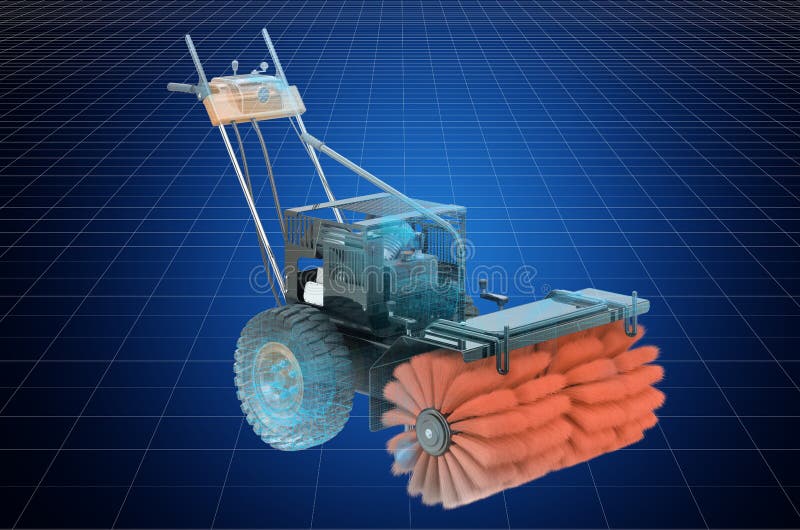 Visualization 3d Cad Model of Sweeper Power Brush Snow Blower Broom ...
