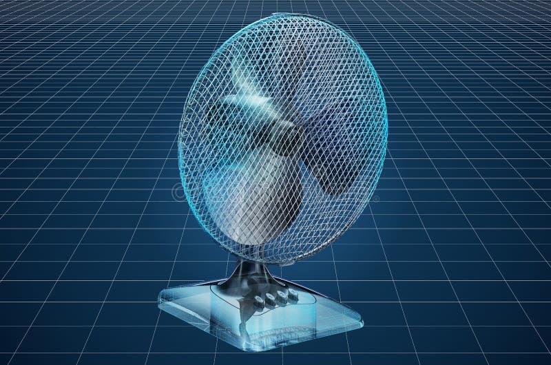 Visualization 3d Cad Model of Table Fan, Blueprint. 3D Rendering Stock ...