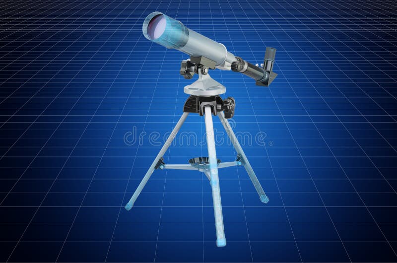 Visualization 3d Cad Model of Telescope, Blueprint. 3D Rendering Stock ...