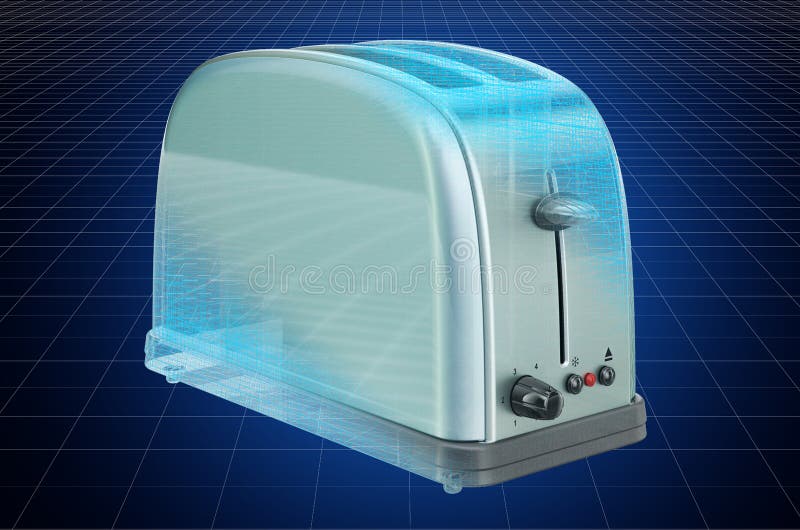 Visualization 3d Cad Model of Toaster, Blueprint. 3D Rendering Stock ...