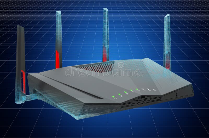Visualization 3d Cad Model of Wi-fi 6G Router, Blueprint. 3D Rendering ...