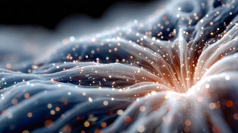 Visualization of Digital Fiber Structures or Neuron Pathways, Radiating ...