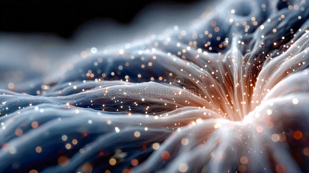 Visualization of Digital Fiber Structures or Neuron Pathways, Radiating ...