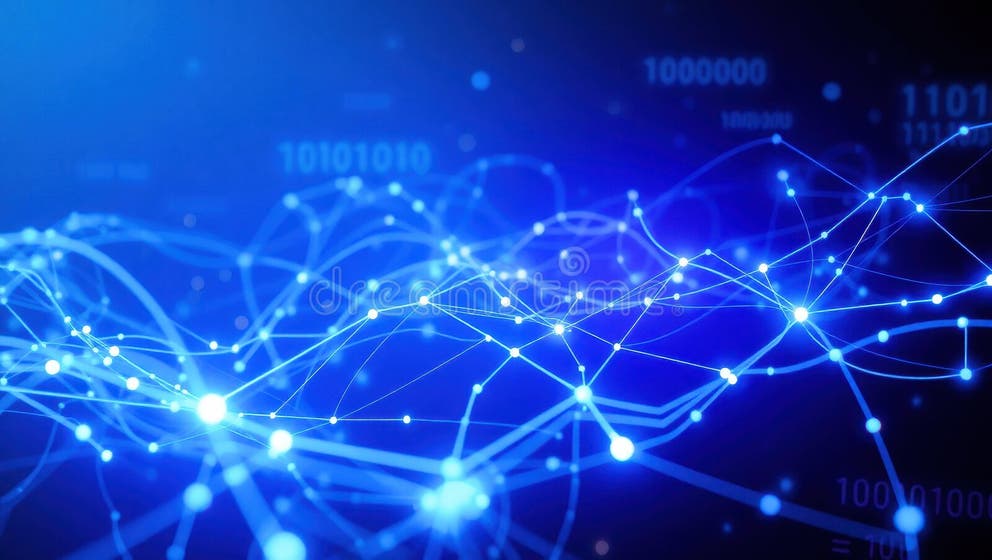 Visualization of Digital Network Connection, Abstract Blue Background ...