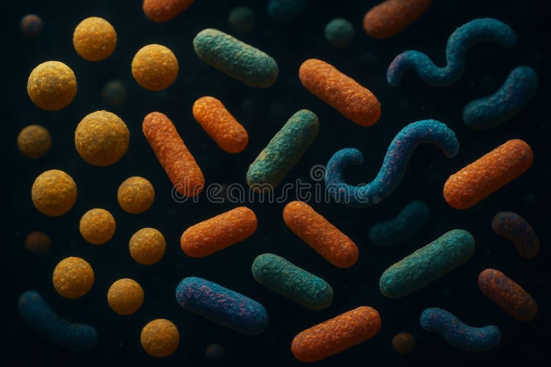 Visualization of a Diverse Human Microbiome with Various Microbes. this ...