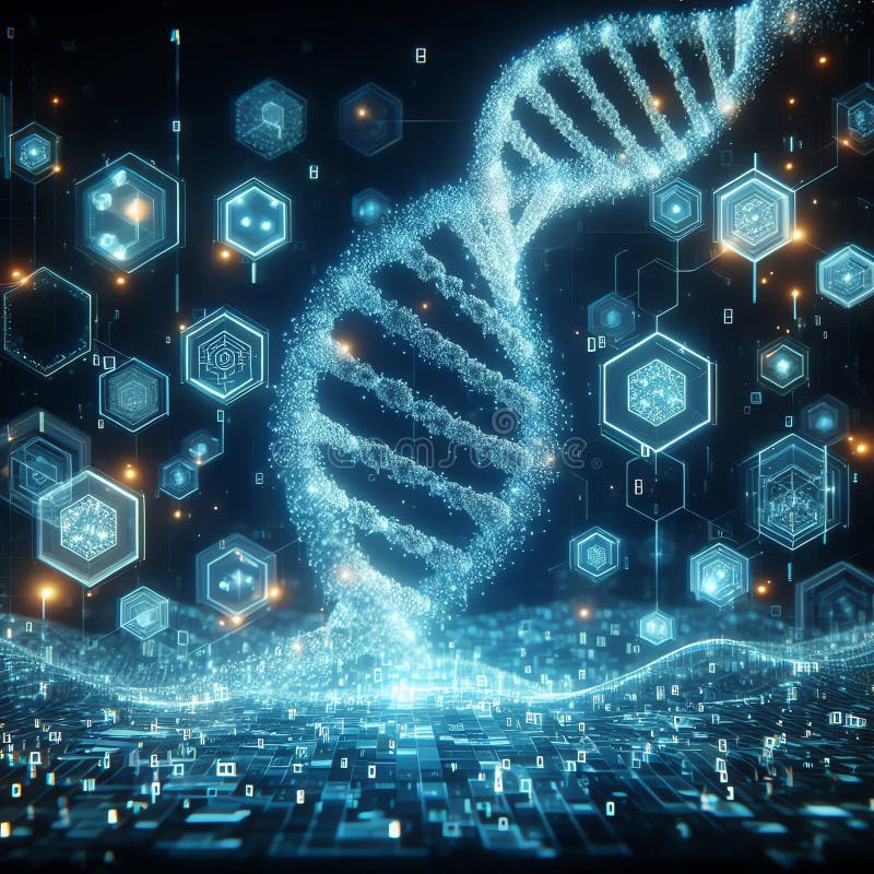 A Visualization of DNA Transformed into Digital Code Stock Illustration ...