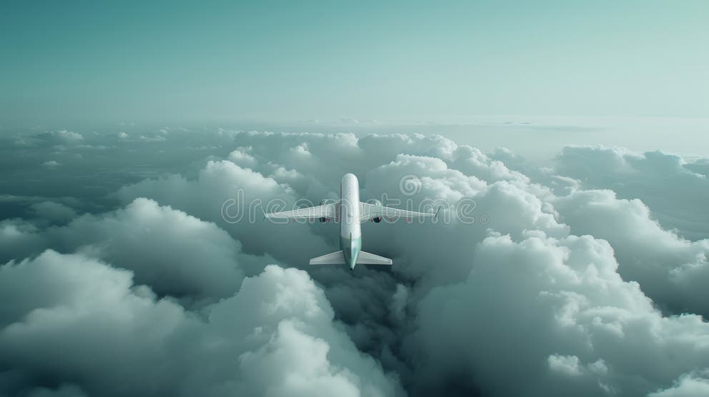 Visualization of a Dream, a Person Over the Clouds, Freedom and Sucess ...