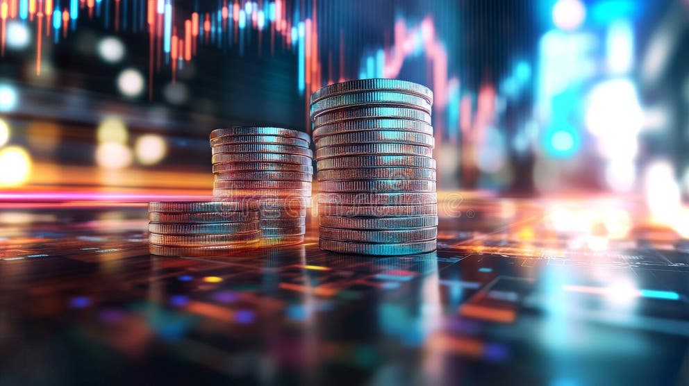 Visualization of Economic Stability with Stacks of Coins and Digital ...