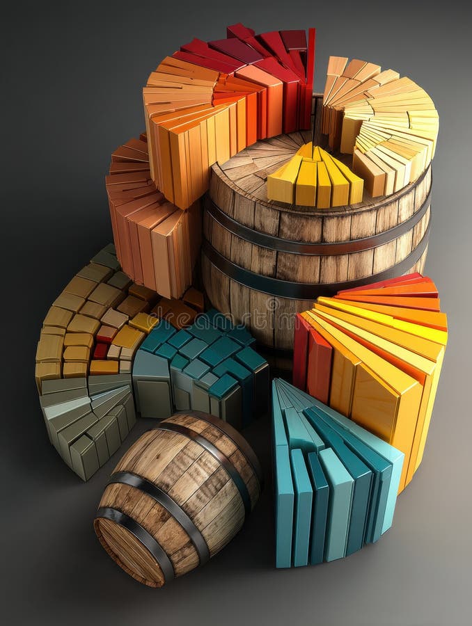 Barrel Morphing Pie Chart Illustrating Energy Distribution Creative ...