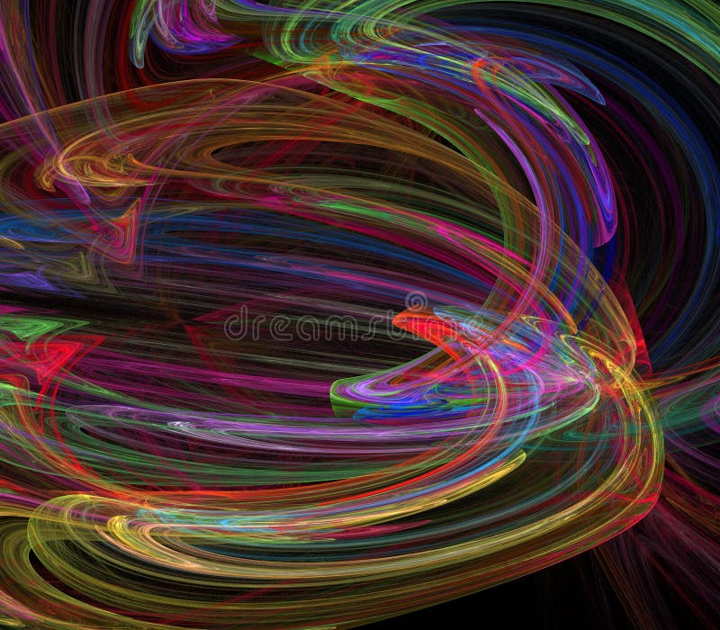 Visualization of Fractal Vortex of Colored Lines. Stock Illustration ...