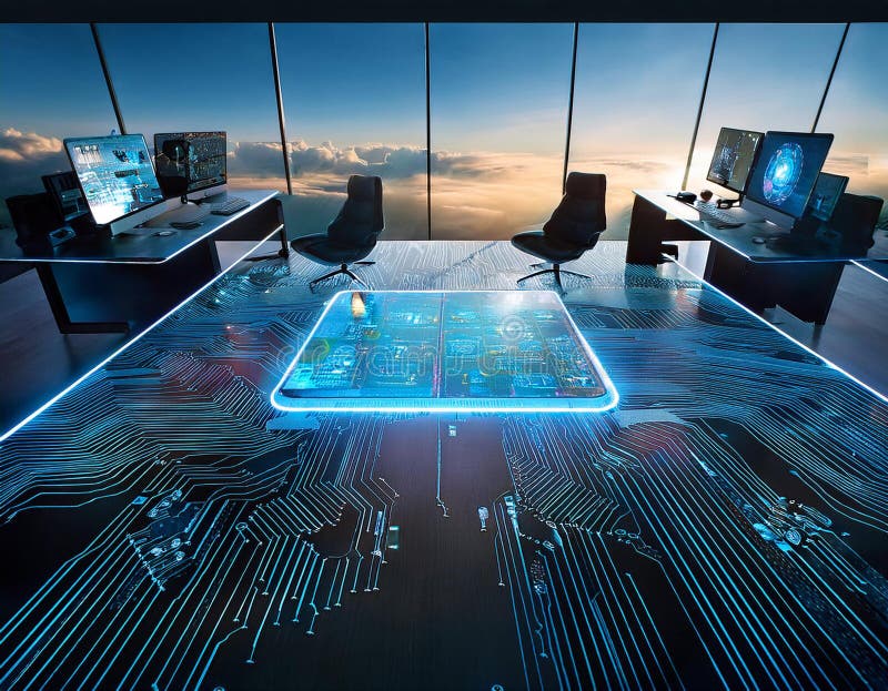 Visualization of Future Computer Lifestyle Stock Illustration ...