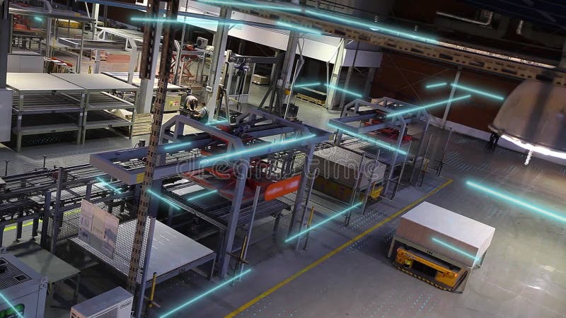 Visualization of Futuristic Technologies in an Automated Factory. Automated Factory with Self ...