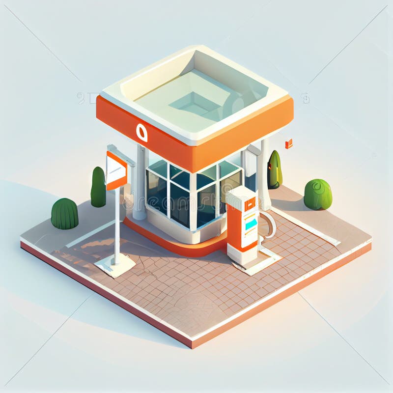 Visualization of Gas Station 3d, Isometric Stock Illustration ...