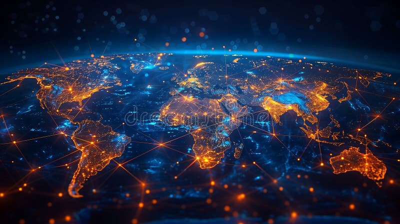 A Visualization of Global Digital Connectivity with Illuminated Nodes ...