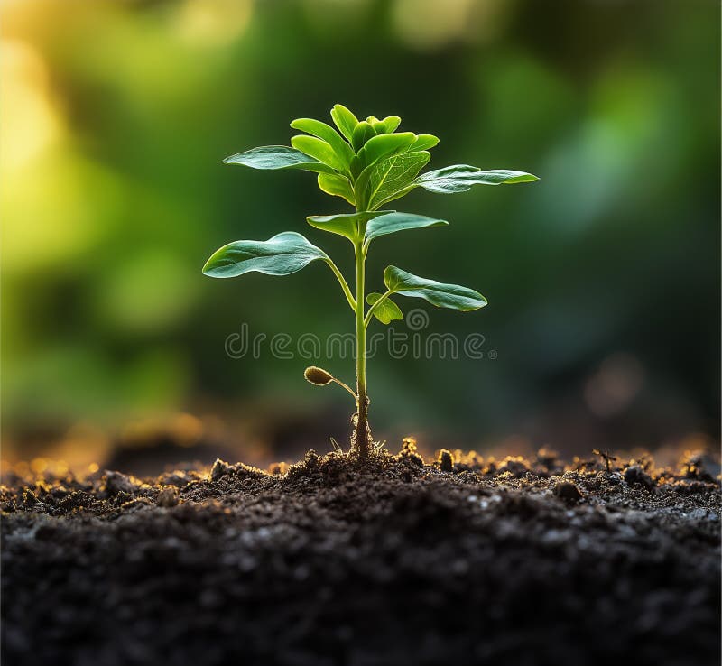 Visualization of Growing Plant in Forest, Nature Awareness Concept Ai ...