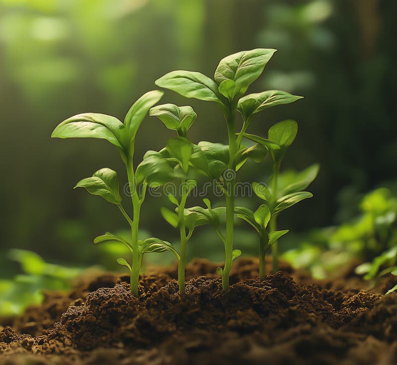 Visualization of Growing Plants in Forest, Nature Awareness Concept Ai ...