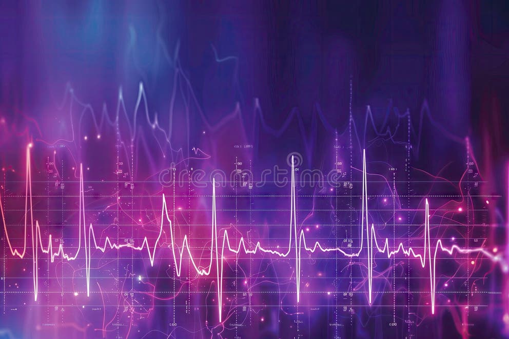 Visualization of Heartbeat Rhythm on ECG Echocardiogram Echocardiograph ...