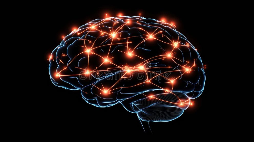 Scientific Depiction of the Brain with Glowing Neuron Pathways and ...