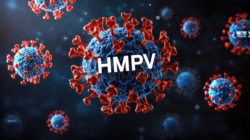 Visualization of Hmpv Virus with Spiked Proteins and Blue Core ...
