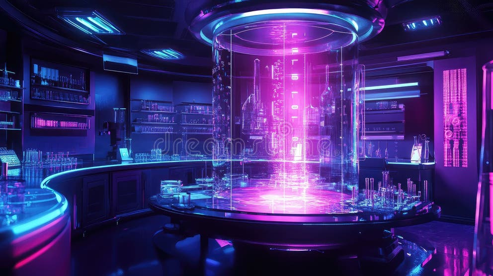 Visualization Holographic Projection of Biotech Lab Stock Illustration ...