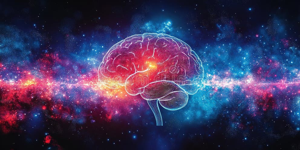 Visualization of a Human Brain Amidst a Vibrant Cosmic Background ...