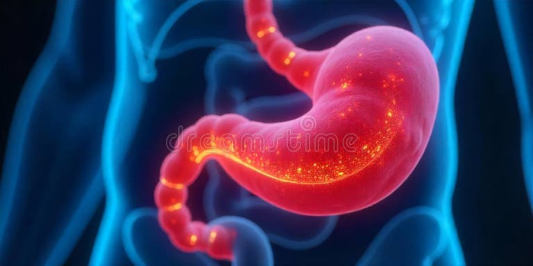 Visualization of the Human Digestive System Highlighting Stomach ...