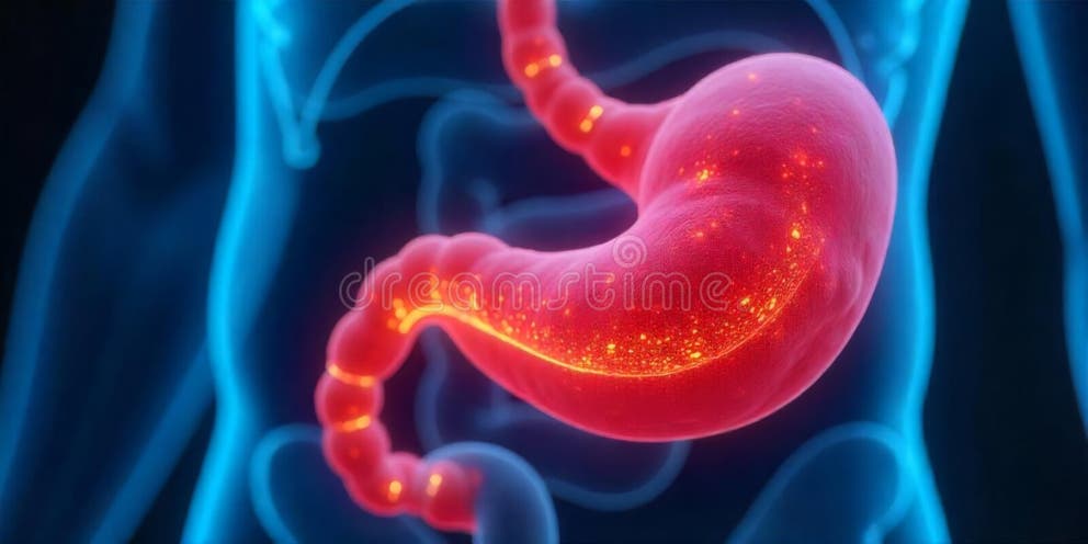 Visualization of the Human Digestive System Highlighting Stomach ...