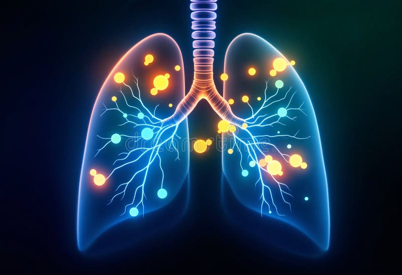 Visualization of Human Lungs with Colorful Particles Representing Air ...