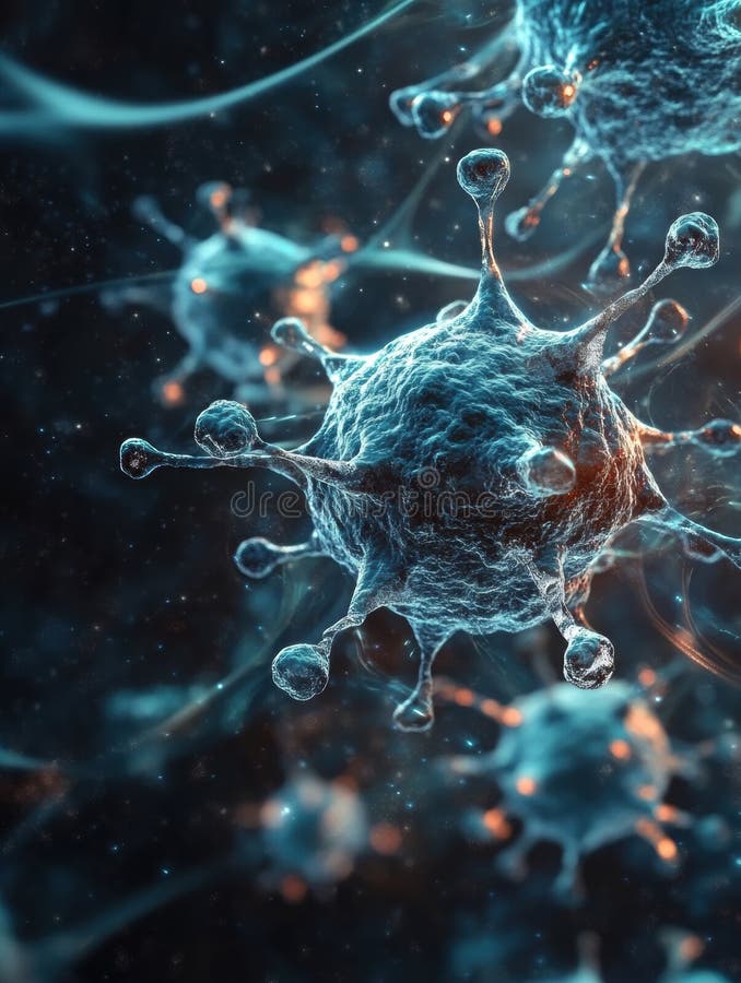 Detailed 3D Visualization of a Virus with Spikes and RNA Strands ...