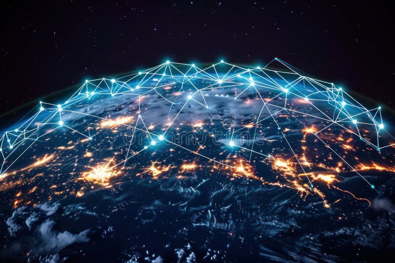 Interconnected Communication Lines on Globe for Global Reach, Online ...