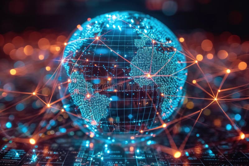 Visualization of Interconnected Communication Lines on a Globe Stock ...