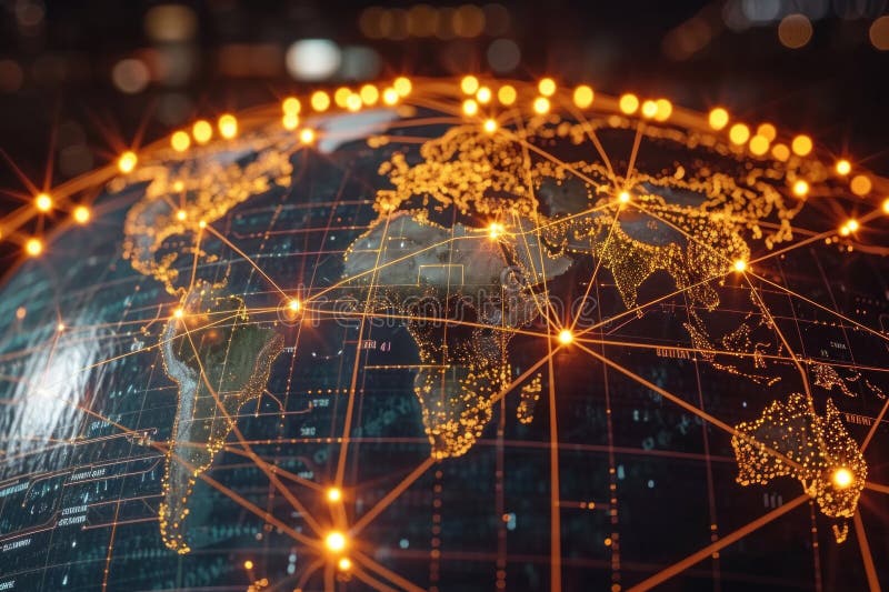 Interconnected Communication Lines on Globe for Global Reach, Online ...