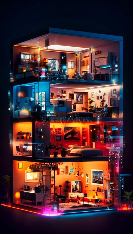 A Visualization of the Internet of Things Showing. Generative AI Stock ...