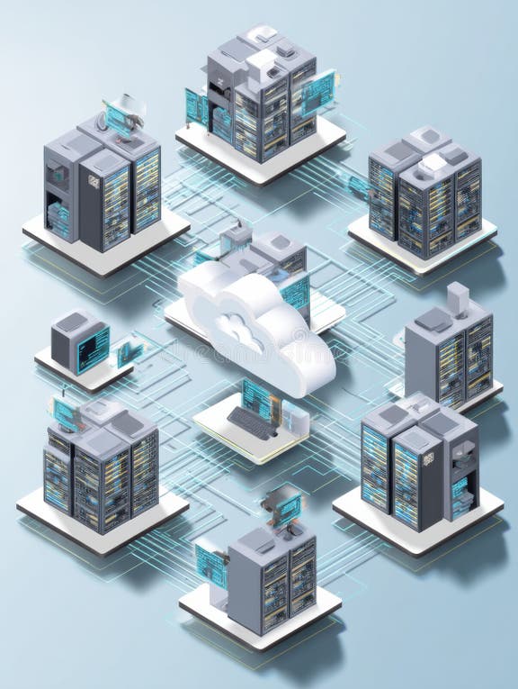 Visualization of an Isometric Cloud Computing Data Exchange Center with Interconnected Servers ...