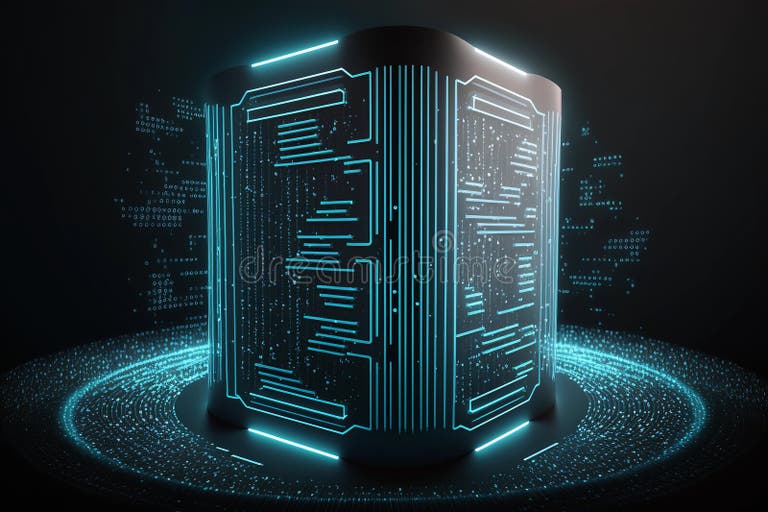 Visualization of Large Data Sets. Data Center or Server Room with Cloud ...