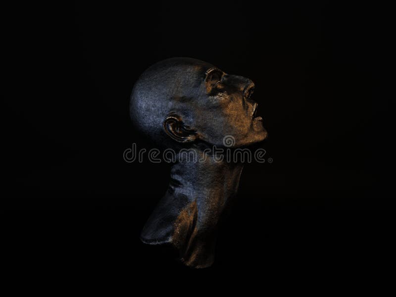 Visualization of Metal Face Sculpture 3D Illustration Stock ...