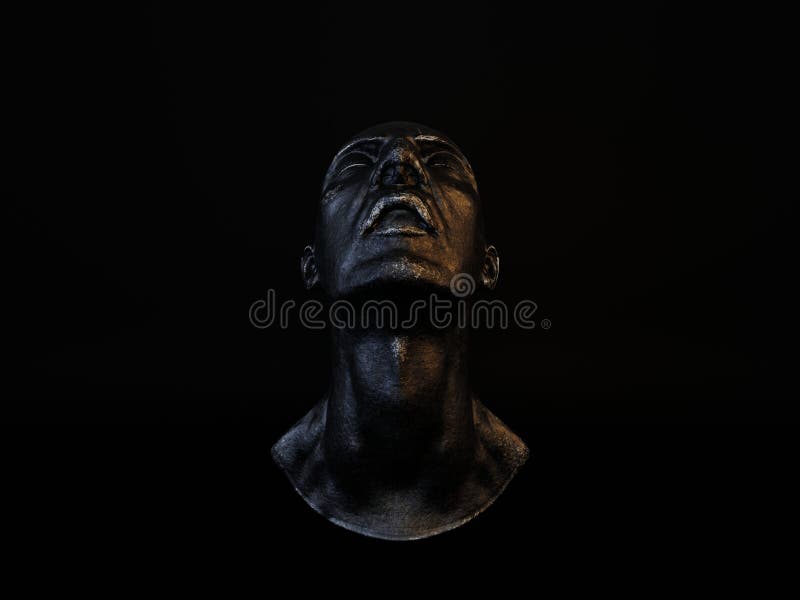 Visualization of Metal Face Sculpture 3D Illustration Stock ...
