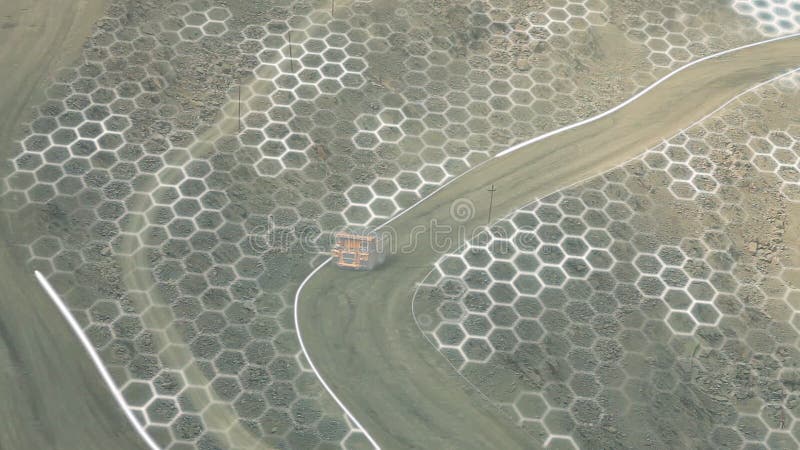 Visualization of a Modern Quarry. a Mining Dump Truck Drives on a Road ...