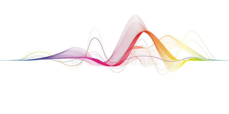 Visualization of Music, Sound. Abstract Rainbow Wave on White ...