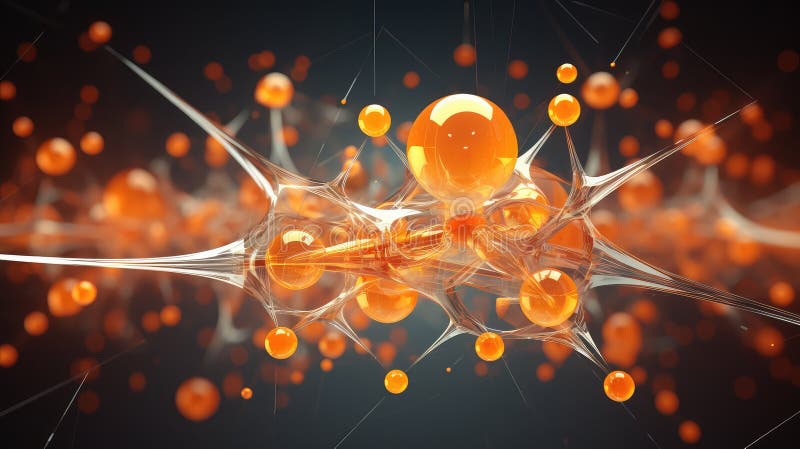 Visualization Orange Molecule Stock Illustration - Illustration of ...