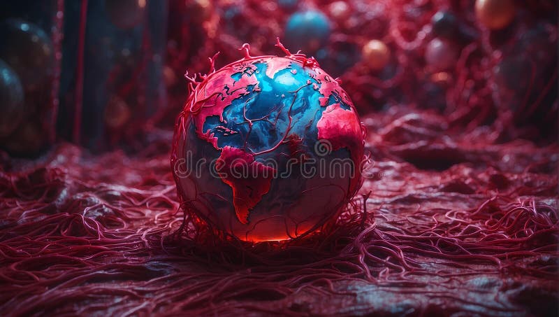 Visualization of Planet Earth Shrouded in a Web of Intricate Blood ...