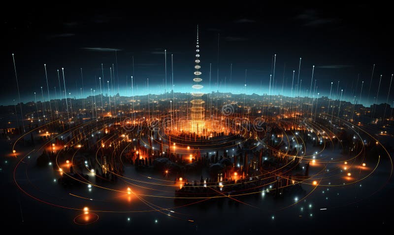 Visualization of a Radio Signal on a Dark Background. Stock ...