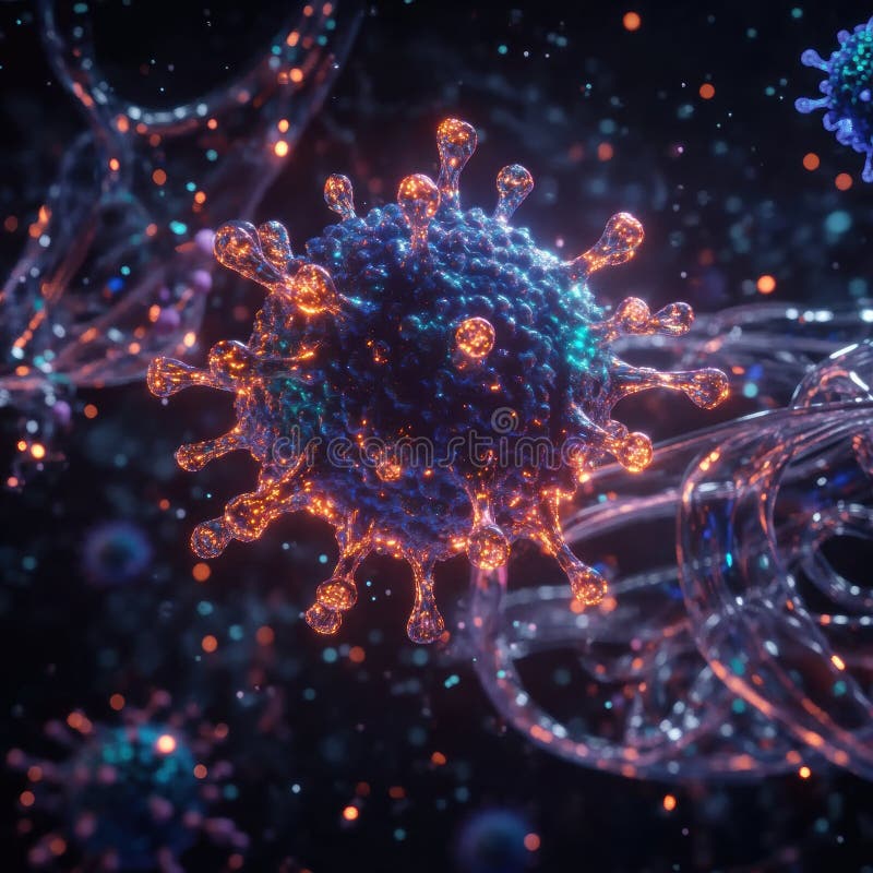 Detailed 3D Visualization of a Virus Structure Highlighting Capsid ...