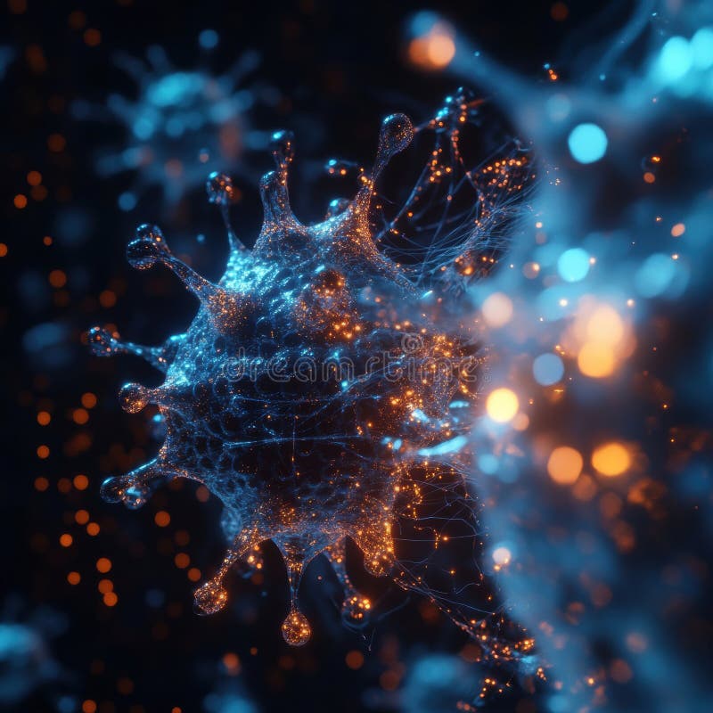 Detailed 3D Visualization Displaying a Complex Virus Structure with ...