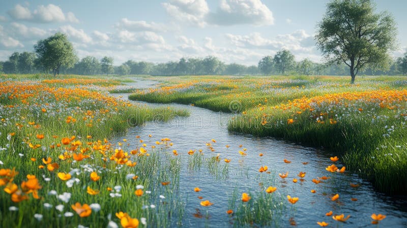 Visualization of a River Restoration Project Showcasing Vibrant ...
