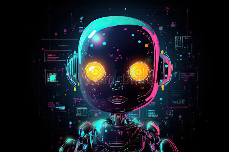 Visualization of Robot Assistant or Chat Bot on Web Site. Cute Robot ...